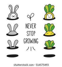 Never Stop Growing Bunny Rabbit Baby Stock Vector (Royalty Free ...
