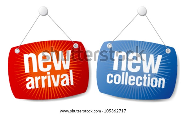 New Arrival New Collection Signs Set Stock Vector (Royalty Free ...