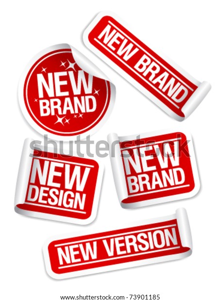New Brand Design Version Stickers Set Stock Vector (Royalty Free) 73901185