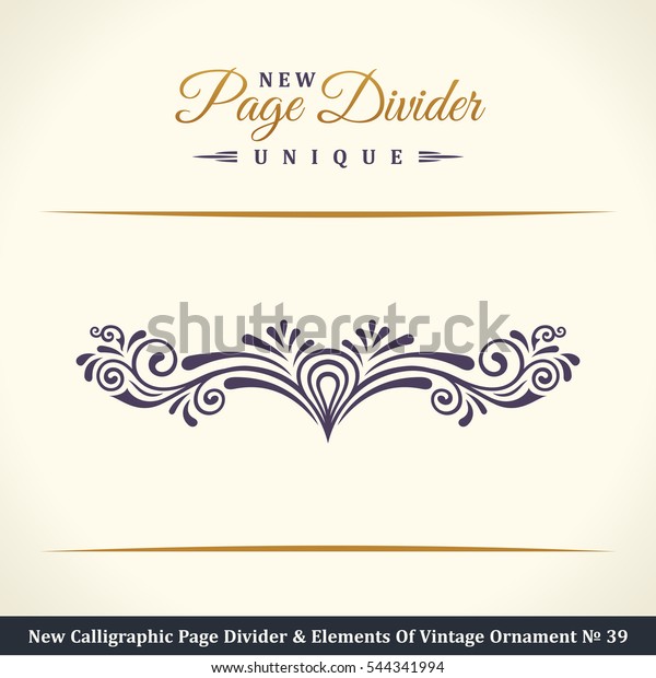 New Calligraphic Page Divider Element Vintage Stock Vector (Royalty ...