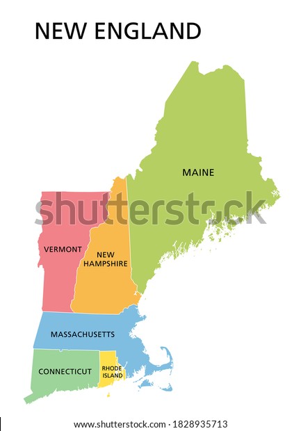 New England Region Colored Map Region Stock Vector (Royalty Free ...