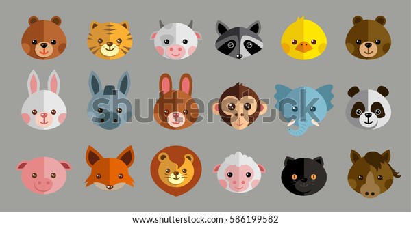 New Funny Animal Vector Set Stok Vektör (Telifsiz) 586199582 | Shutterstock