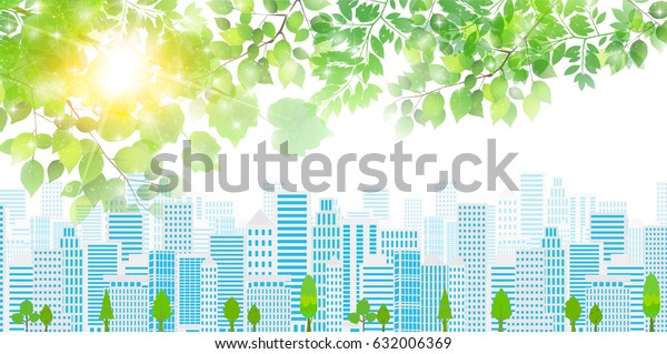 New Green Building Scenery Background Stock Vector (Royalty Free ...