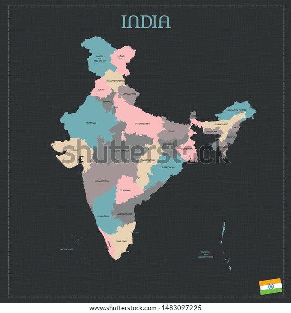 New India Map 2019 Jammu Kashmir Stock Vector (Royalty Free) 1483097225 ...