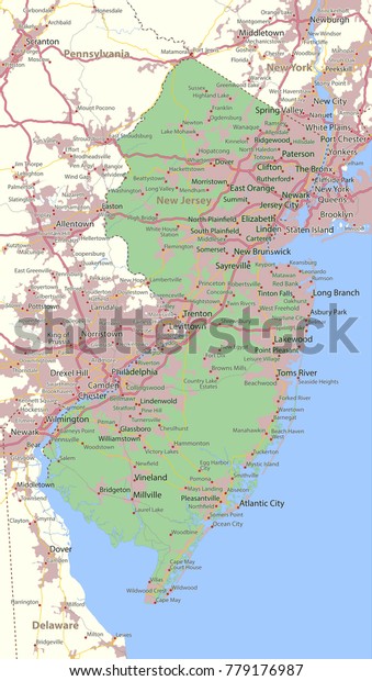 New Jersey Map Shows State Borders 스톡 벡터(로열티 프리) 779176987 | Shutterstock