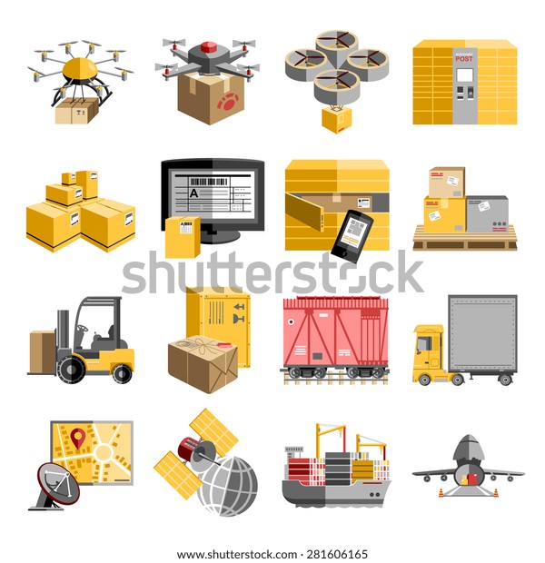 New Logistics Unmanned Decentralized Delivery Systems Stock Vector ...