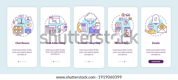 New media examples onboarding mobile app page screen with concepts ...