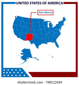New Mexico Map American Flag Frame: vector de stock (libre de regalías ...