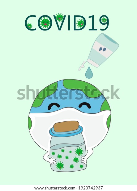 New Normal Cartoon Globe Wearing Mask Stock Vector (Royalty Free ...