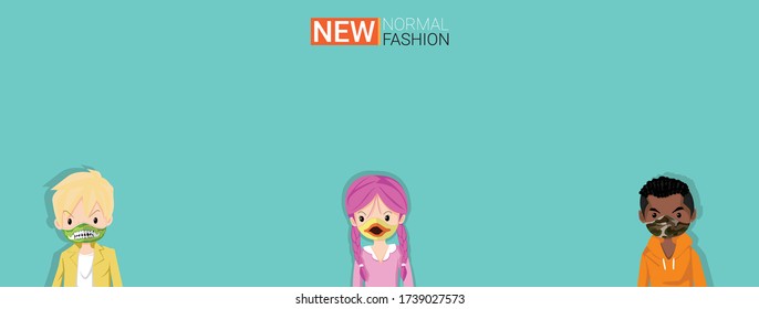 New Normal Concept Physical Distancing Kids: เวกเตอร์สต็อก (ปลอดค่า ...