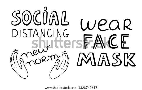 New Normal Lettering Set Hand Drawn: เวกเตอร์สต็อก (ปลอดค่าลิขสิทธิ์ ...