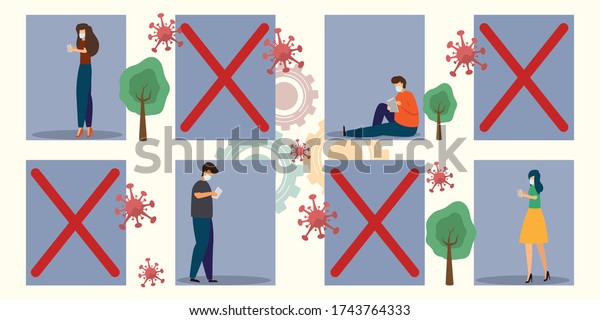 New Normal Social Distancing Concept New Stock Vector (Royalty Free ...