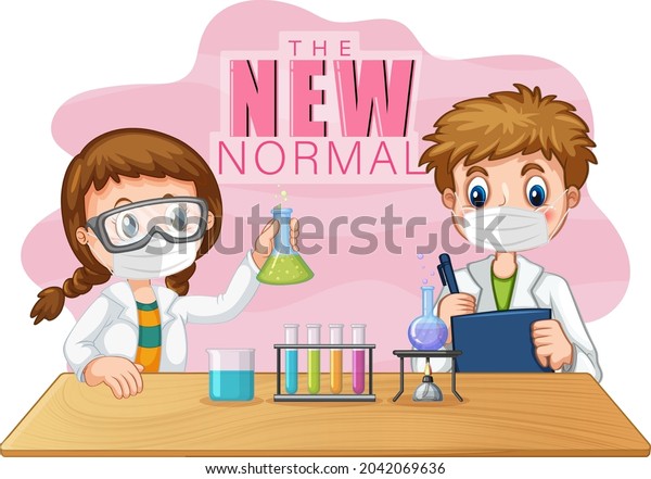 New Normal Two Scientist Kids Wearing Stock Vector (Royalty Free ...