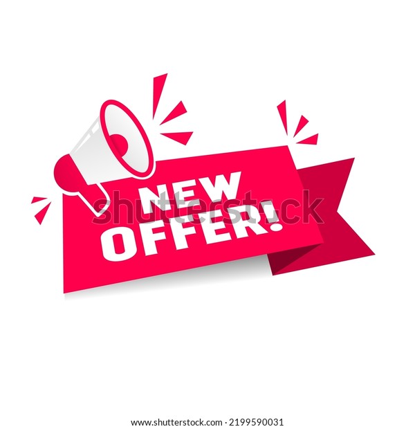 New Offer Banner Ribbon Design Megaphone Stock Vector (Royalty Free ...