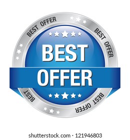 New Offer Blue Silver Button Isolated Stock Vector (Royalty Free ...