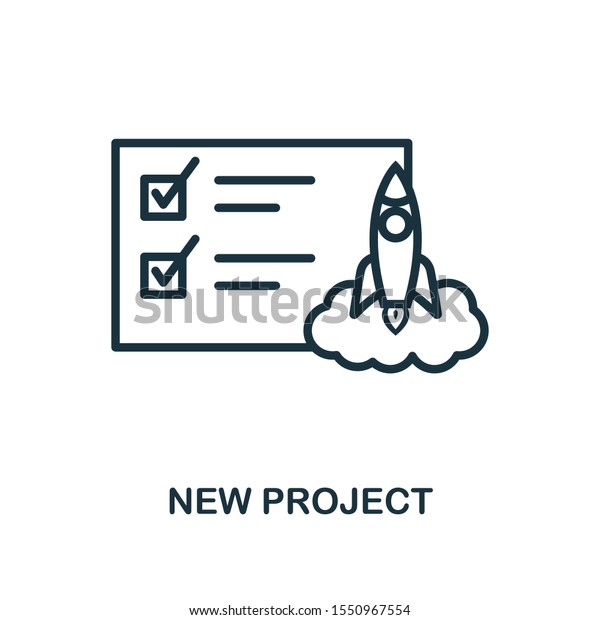 New Project Icon Outline Style Thin Stock Vector (Royalty Free ...