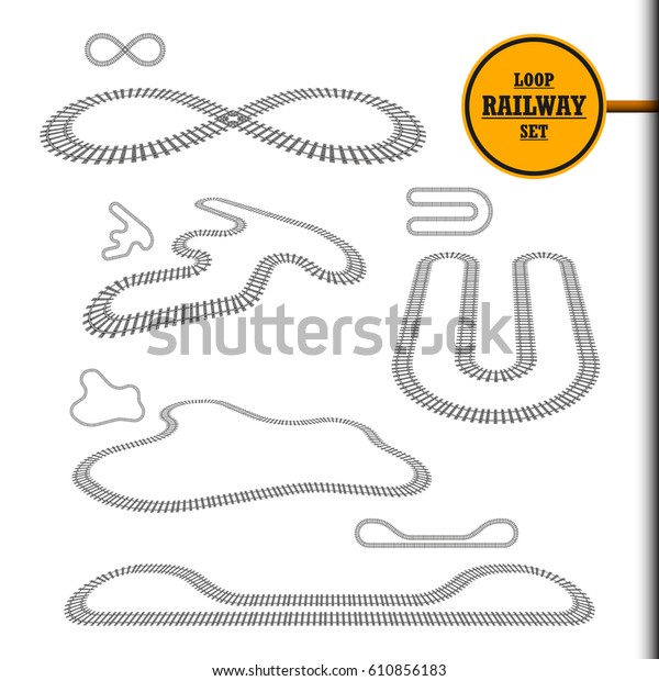 New Railroad Loop Set Railway Track: เวกเตอร์สต็อก (ปลอดค่าลิขสิทธิ์ ...