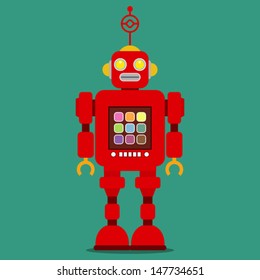 New Retro Robot Toy Illustrator Vector: เวกเตอร์สต็อก (ปลอดค่าลิขสิทธิ์ ...