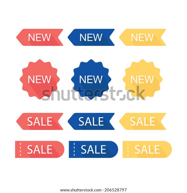 New Sale Labels Set Flat Design Stock Vector (Royalty Free) 206528797