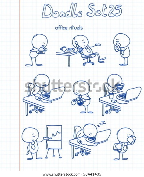 New Set Funny Adorable Office Rituals Stock Vector (Royalty Free ...
