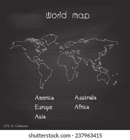 New World Map Chalkboard Background Vector Stock Vector (Royalty Free ...
