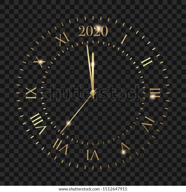 New Year 2020 Golden Clock Clock Stock Vector (Royalty Free) 1512647915 ...