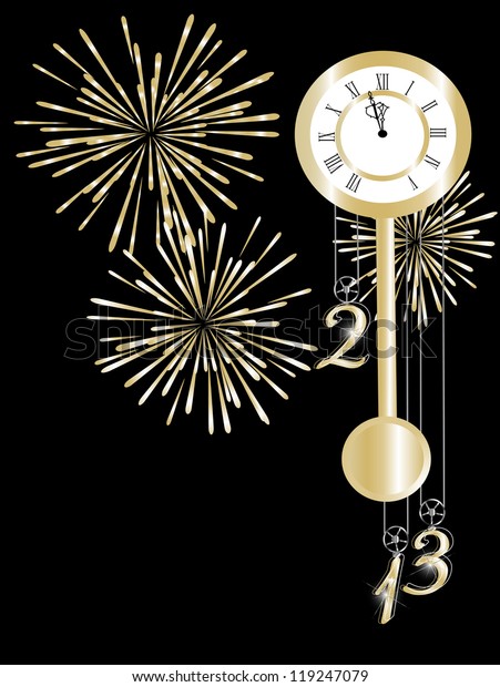 New Year Clock Gold Black Stock Vector (Royalty Free) 119247079 ...