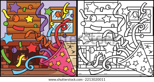 New Year Confetti Coloring Page Illustration Stock Vector (Royalty Free ...