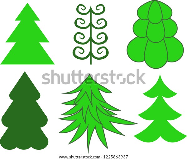 New Year Green Tree Icons Set Stock Vector (Royalty Free) 1225863937 ...