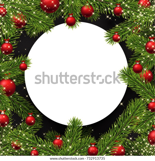 New Year Round Background Spruce Branches Stock Vector (Royalty Free ...