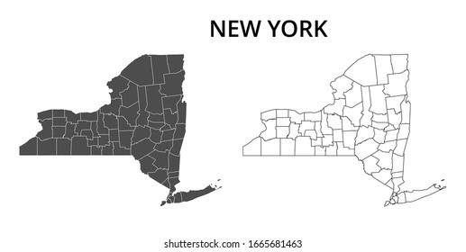 New York Administrative Map Blank Map: เวกเตอร์สต็อก (ปลอดค่าลิขสิทธิ์ ...