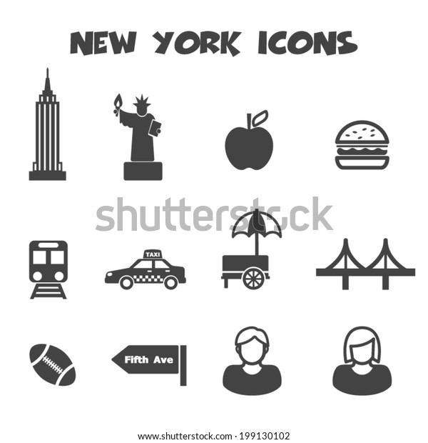 New York Icons Mono Vector Symbols Stock Vector (Royalty Free) 199130102
