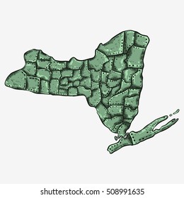 New York Map Drawing Green Sketch Stock Vector (Royalty Free) 508991635 ...