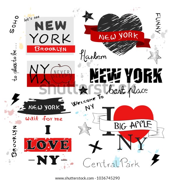 New York Slogan Set Isolated On Stock Vector (Royalty Free) 1036745290
