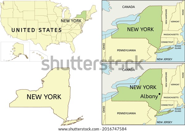 New York State Location On Map Stock Vector (Royalty Free) 2016747584