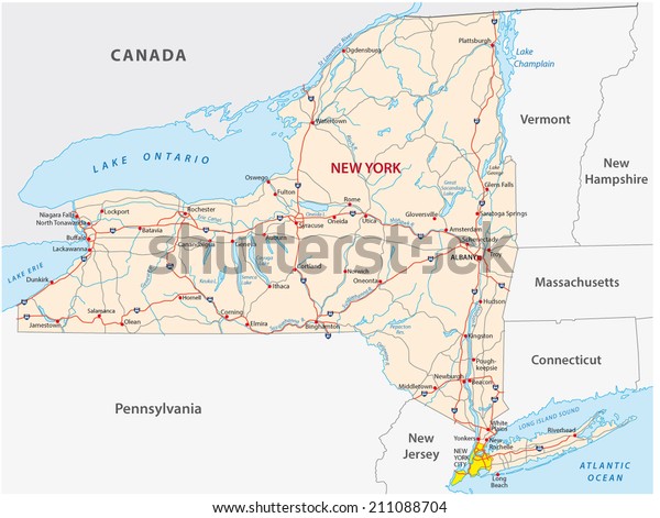 New York State Road Map Stock Vector (Royalty Free) 211088704