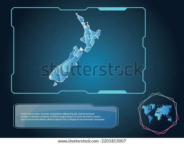 New Zealand Map Infographic Technology Blue Stock Vector (Royalty Free ...