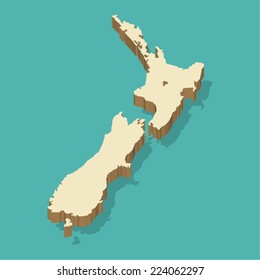 New Zealand Map Vector Three Dimensional Stock Vector (Royalty Free ...
