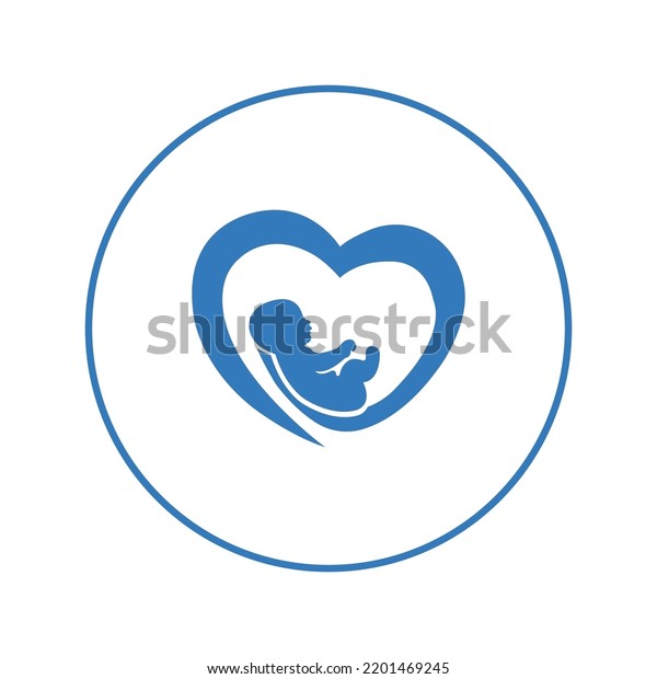 Newborn Baby Lying Heart Icon Circle Stock Vector (Royalty Free ...
