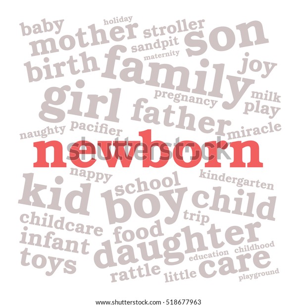 Newborn Word Cloud Red Font White Stock Vector (Royalty Free) 518677963 ...