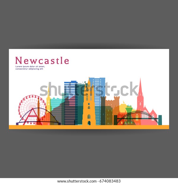 Newcastle Colorful Architecture Vector Illustration Skyline Stock ...