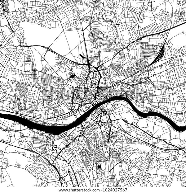 Newcastle Upon Tyne Downtown Map Many Stock Vector (Royalty Free ...