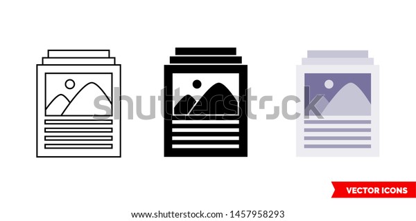 Newpaper Icon 3 Types Color Black Stock Vector (Royalty Free ...
