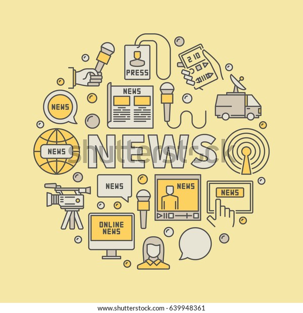 News Broadcasting Colorful Illustration Vector Round Stock Vector ...