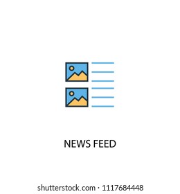 News Feed Concept 2 Colored Line: vector de stock (libre de regalías ...