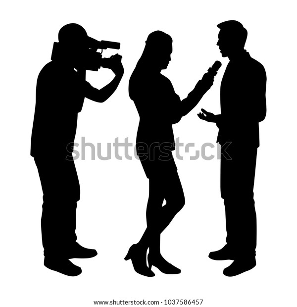 Vector de stock (libre de regalías) sobre News Reporter While Interview ...