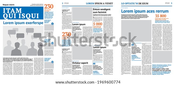 Newspaper Design Template Blue Headline Stock Vector (Royalty Free ...