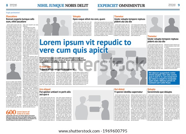 Newspaper Design Template Blue Headline Stock Vector (Royalty Free ...