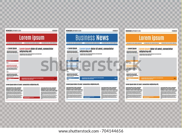 Newspaper Design Template Headline Images Charts: เวกเตอร์สต็อก (ปลอด ...