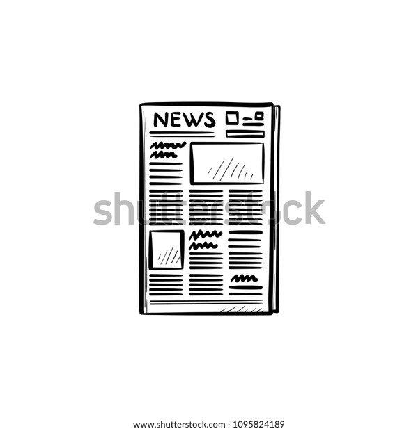 Newspaper Hand Drawn Outline Doodle Icon Stock Vector (Royalty Free ...